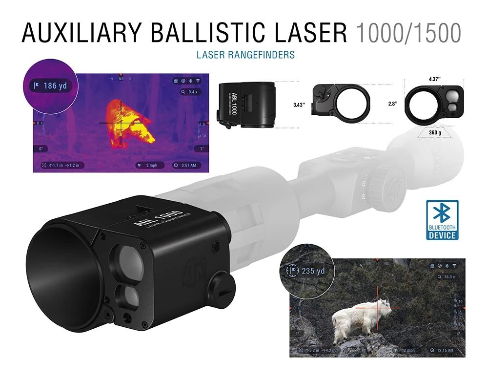 ATN 1,000 yard Auxiliary Ballistic Laser Rangefinder for Smart HD Scop ...